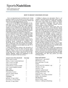 Sports Nutrition Handouts – Nancy Clark RD